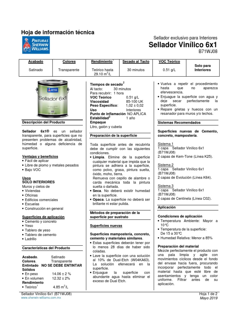 B71WJ08 Sellador Vinílico 6X1 | PDF | Pintar | Cepillo