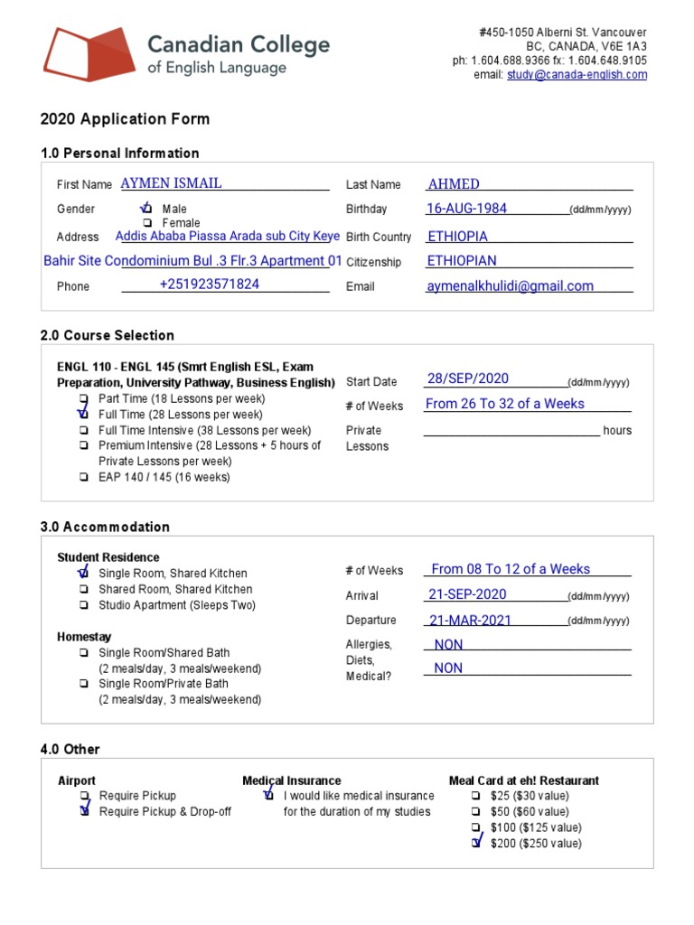 001 CCEL 2020 Application Form | PDF