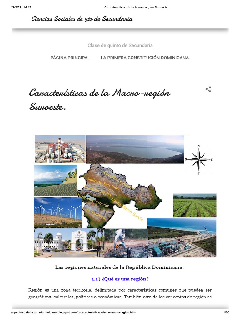 Características de la Macro-región Suroeste | PDF