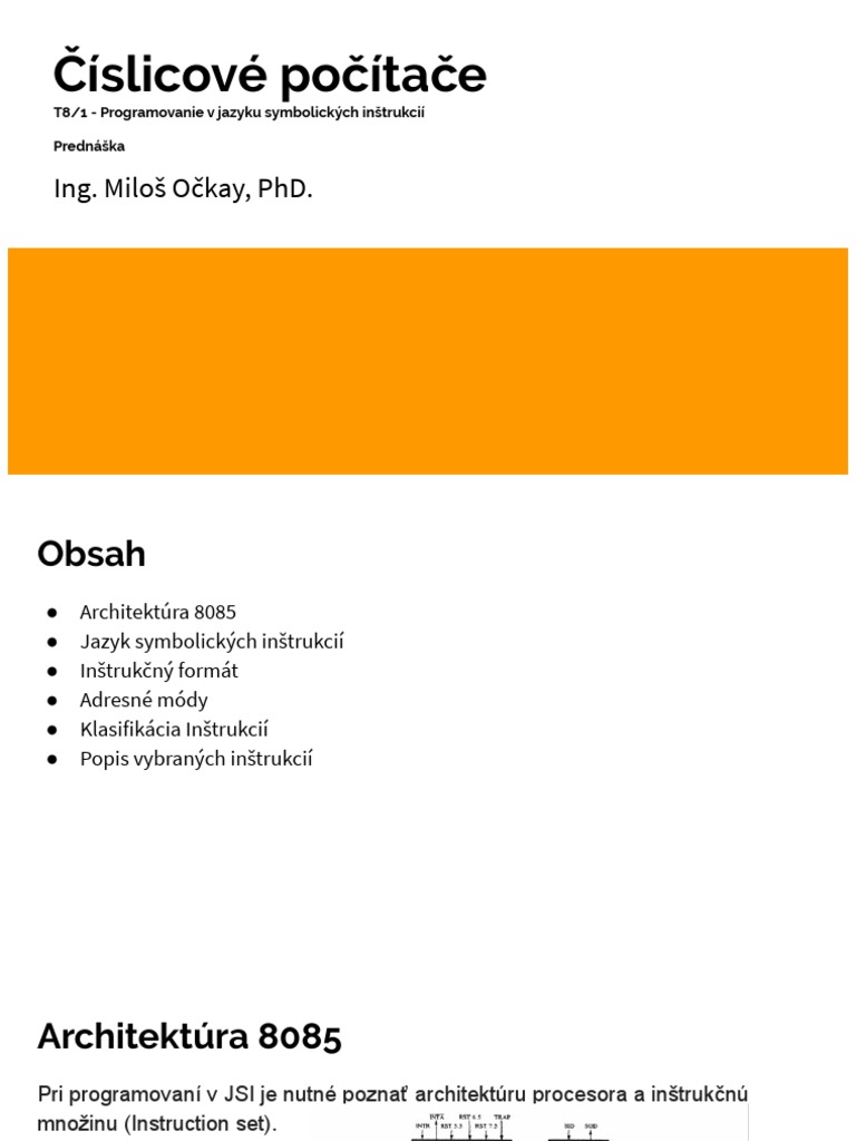 T8 - 1-Programovanie V Jazyku Symbolických Inštrukcií | PDF