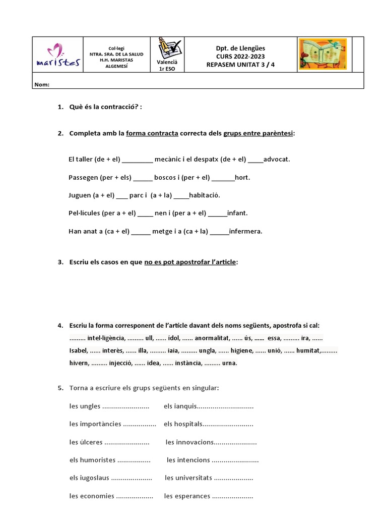 Repàs Trimestral 2a. Avaluació | PDF