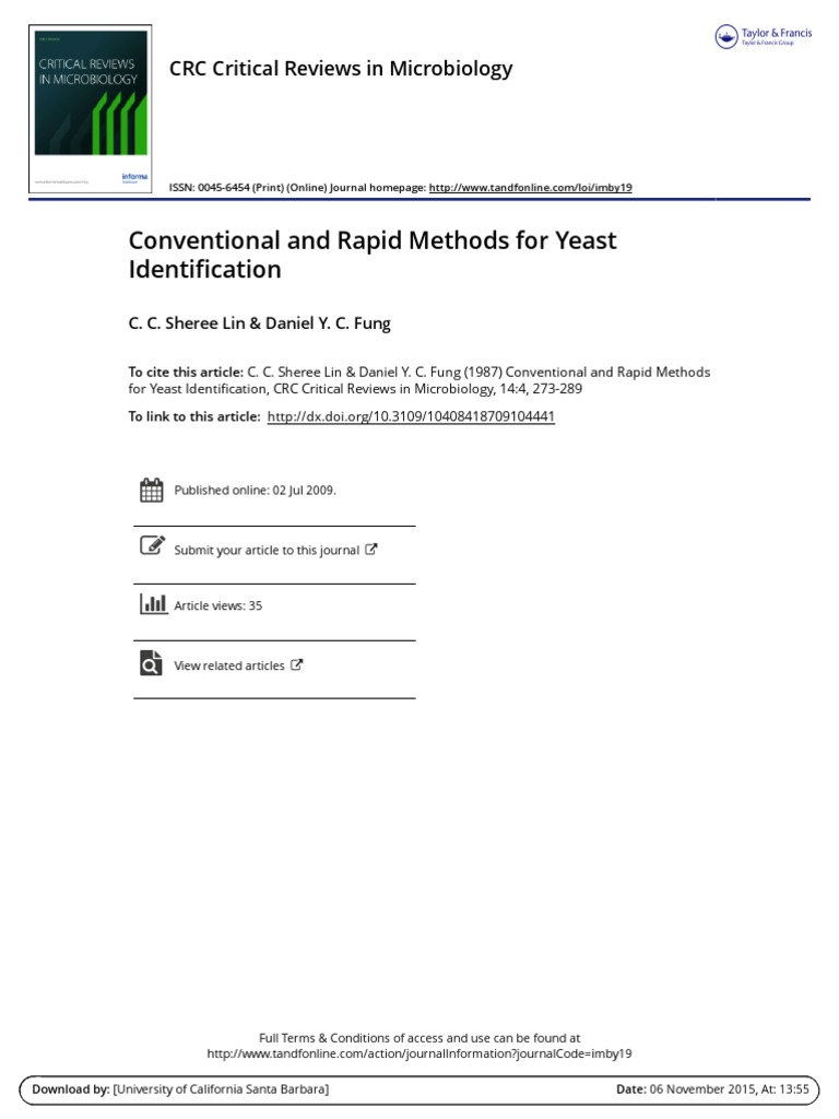 Conventional and Rapid Methods For Yeast Identification | PDF | Yeast | Agar