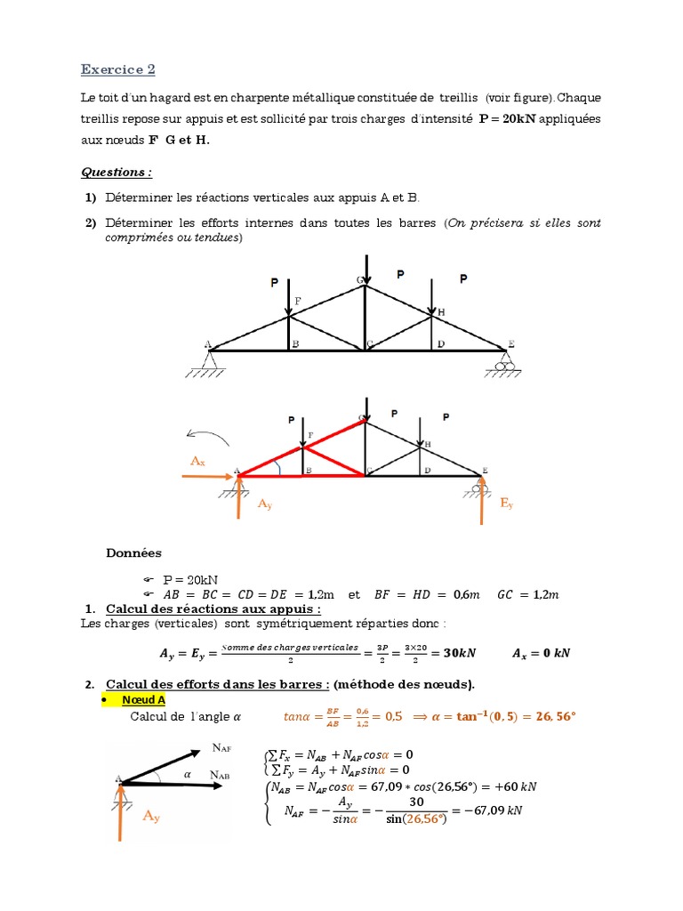 Correction TD Treillis | PDF | Treillis (assemblage) | Ingénierie des ...