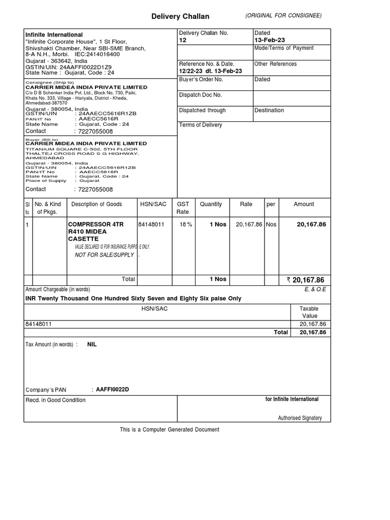 Delivery Challan | PDF