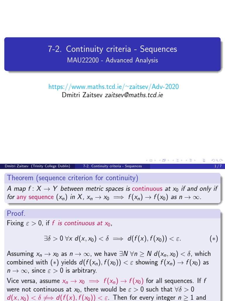 7 2 Continuity Criteria | PDF | Continuous Function | Mathematical Analysis