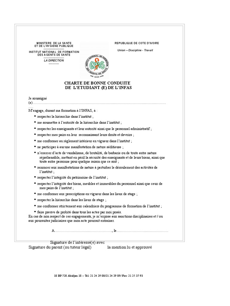 Charte de Bonne Conduite | PDF