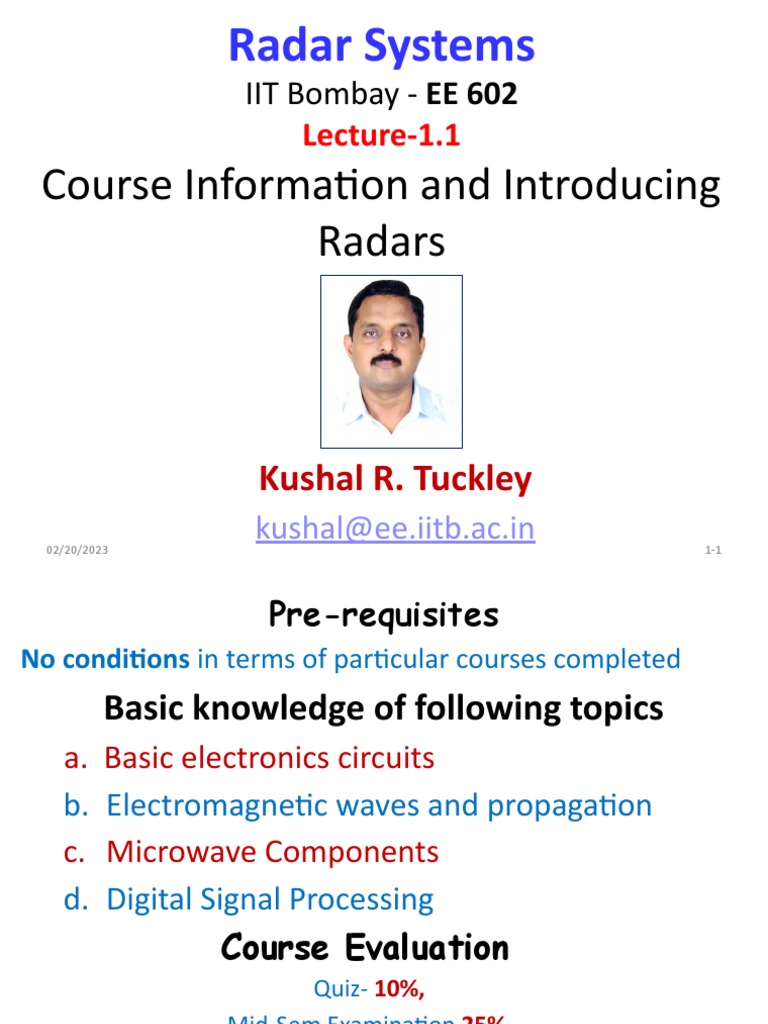 Radar KT Lect1 | PDF | Radar | Telecommunications Engineering