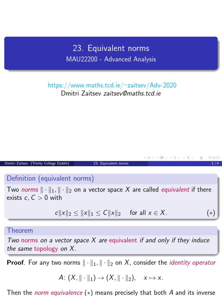 23 Equivalent Norms | PDF
