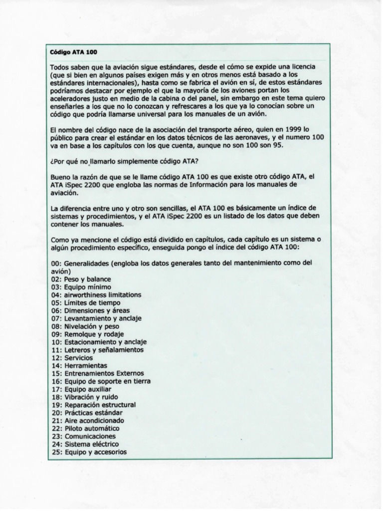 Codigo ATA 100 | PDF | Aviación | Transporte