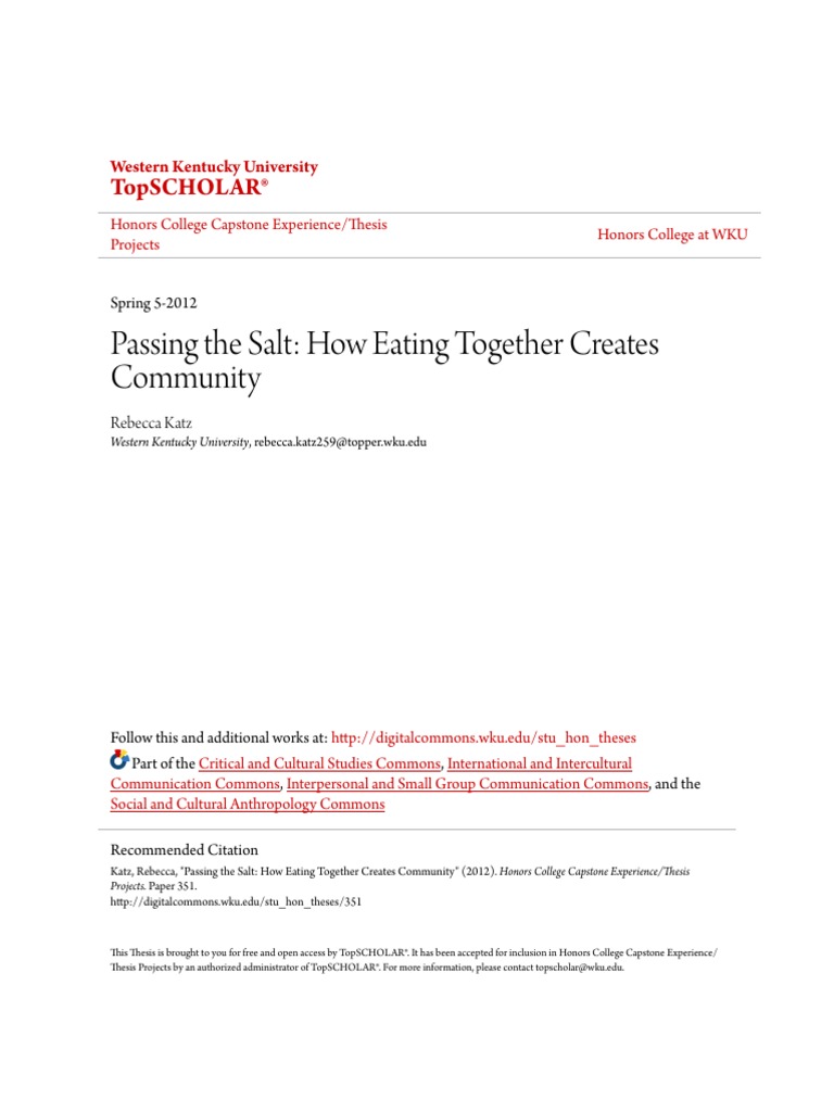Passing The Salt - How Eating Together Creates | Download Free PDF ...