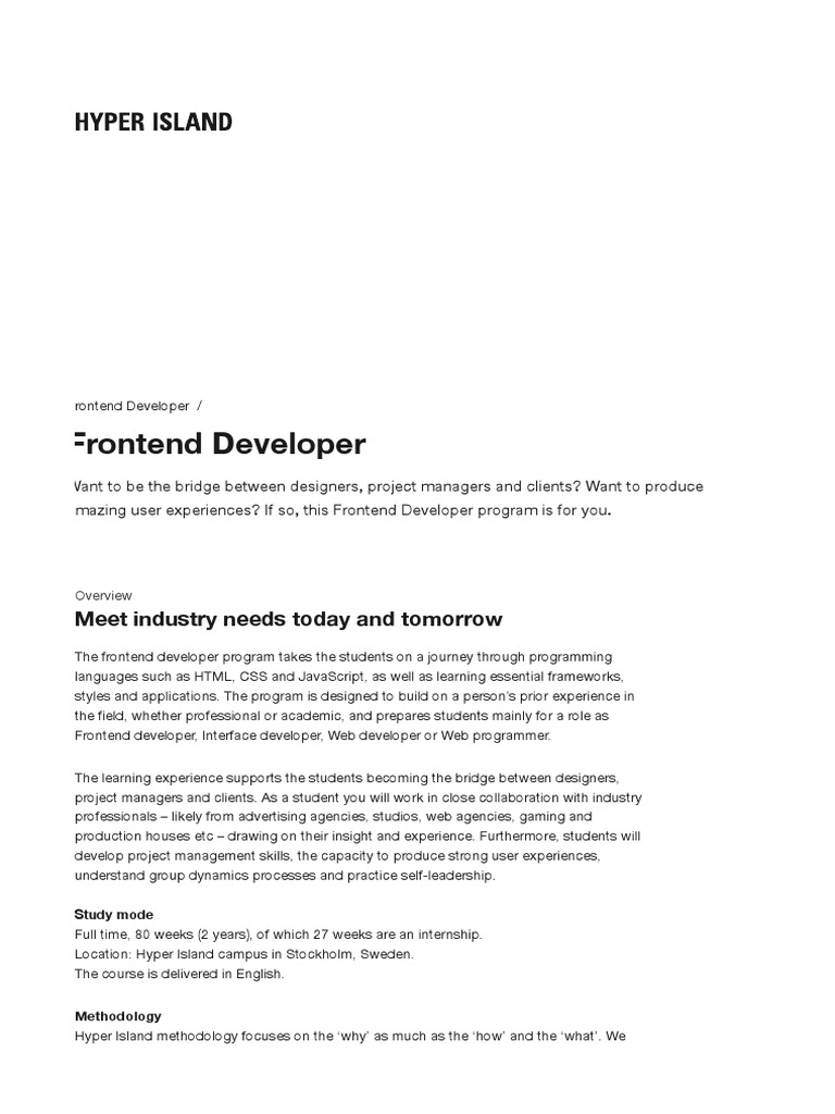 Frontend Developer - Syllabus - Hyper Island | PDF | Nordic Countries ... Frontend Developer - Syllabus - Hyper Island | PDF | Nordic Countries ...