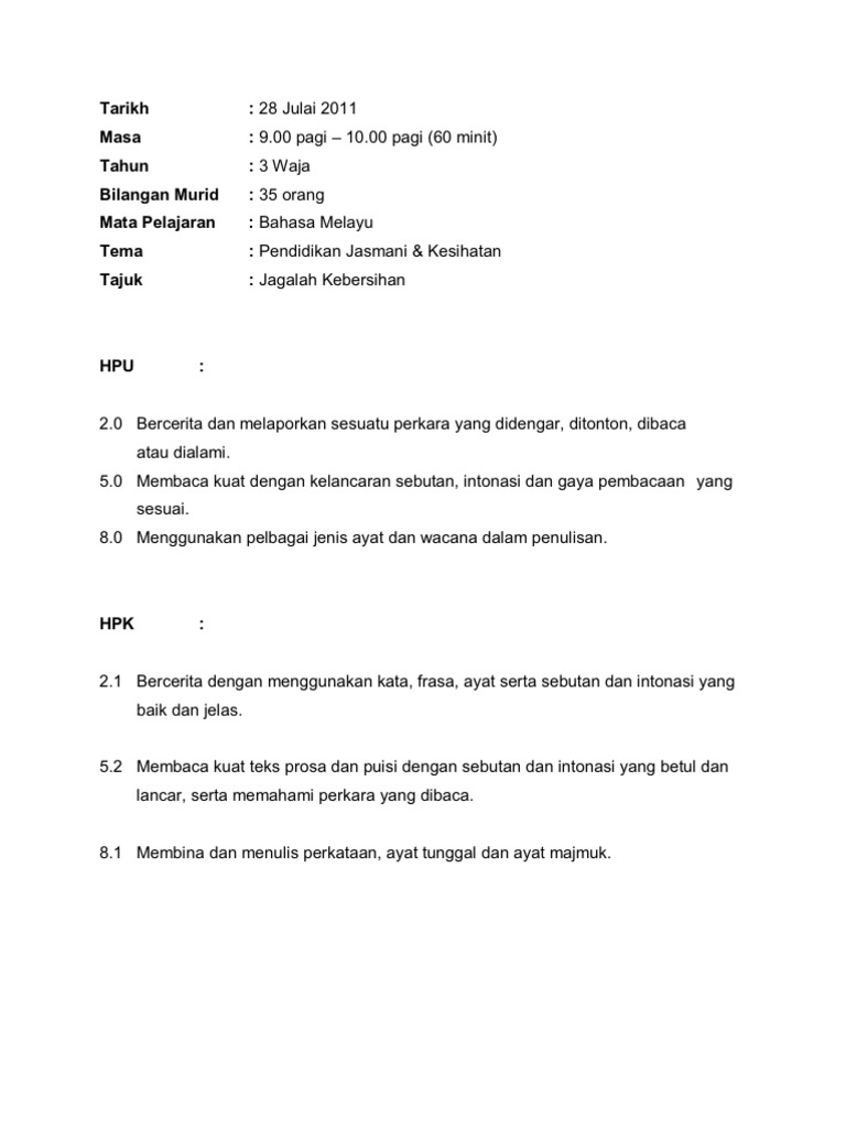 RPH BM Tahun 3 | PDF