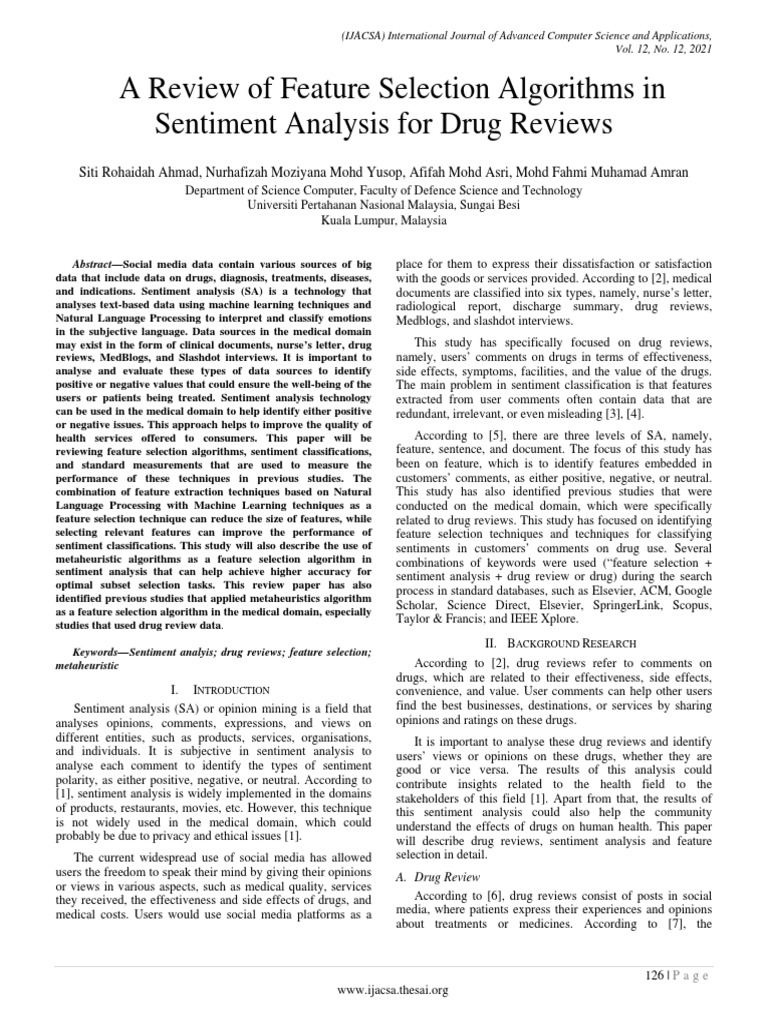 Sentiment Analysis in Drug Reviews | PDF | Metaheuristic | Machine Learning