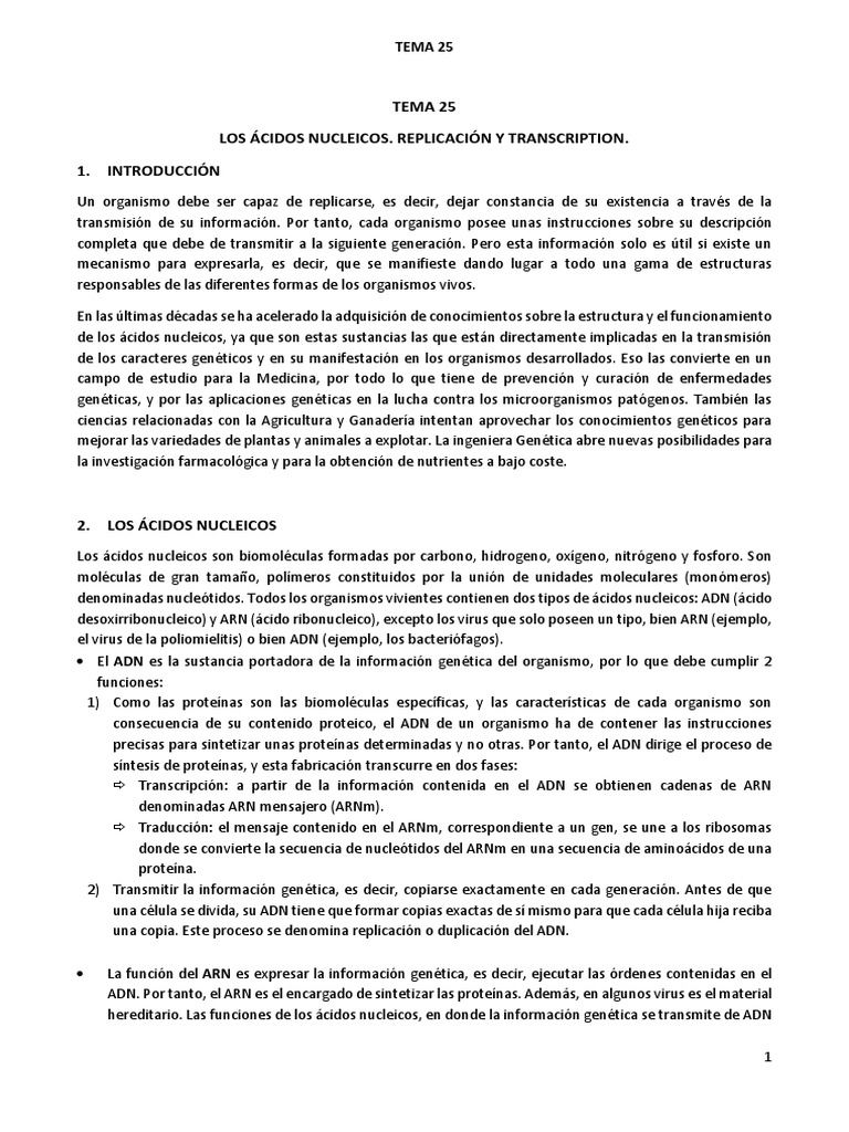 Tema 25 | PDF | Rna | Adn