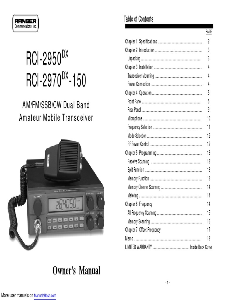 RCI-2950DX | PDF | Radio | Frequency Modulation