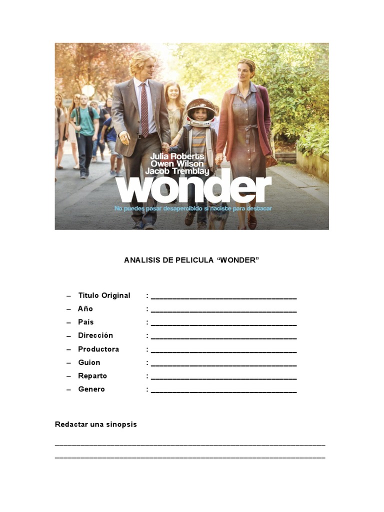 Analisis de Pelicula Wonder | PDF