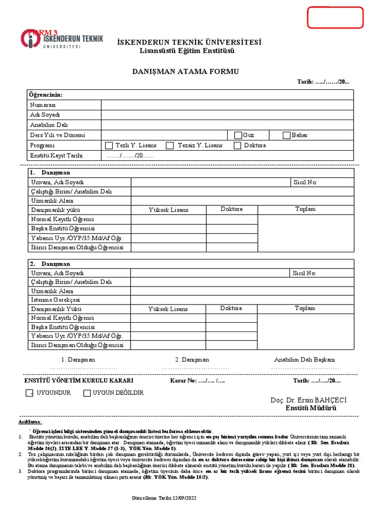 Danişman Atama Form 3 | PDF