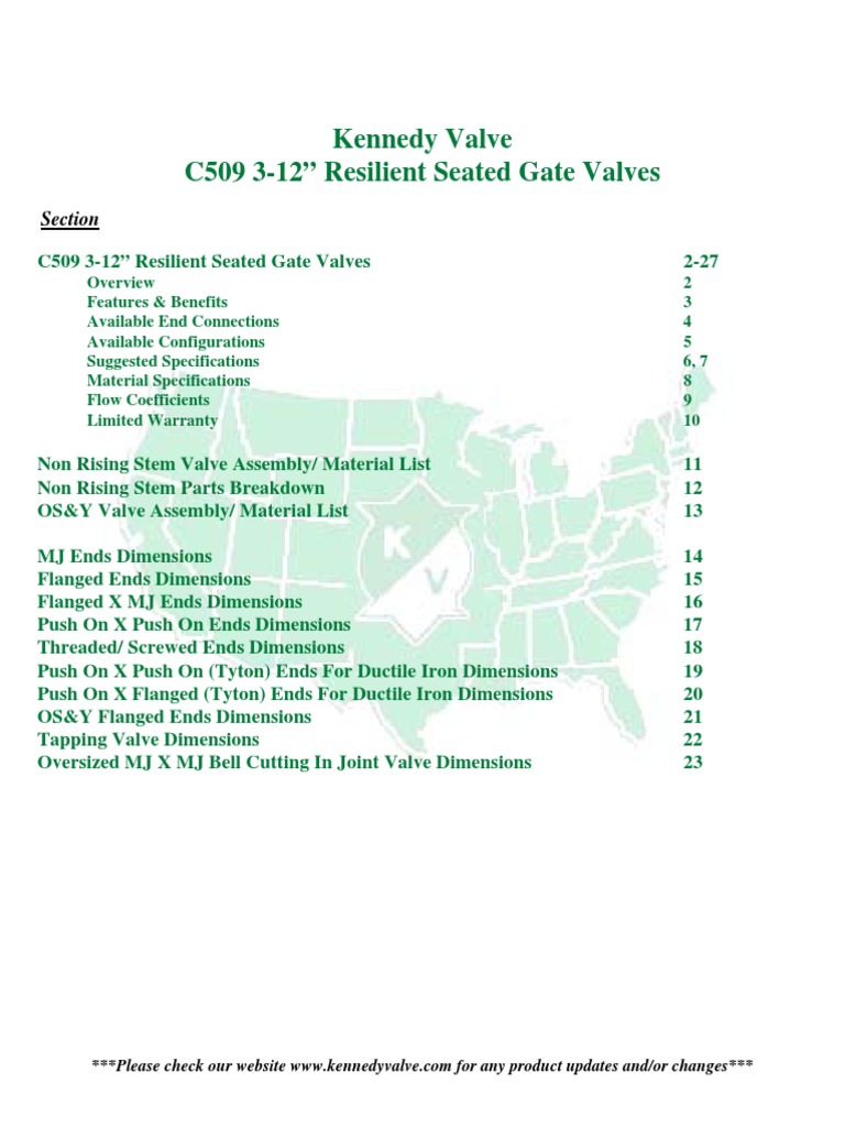Kennedy Valve C509 3-12" Resilient Seated Gate Valves: Section | PDF ...