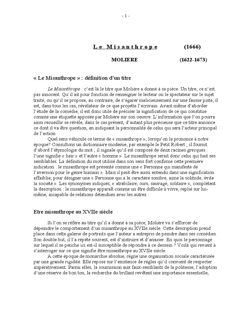Le Misanthrope | PDF