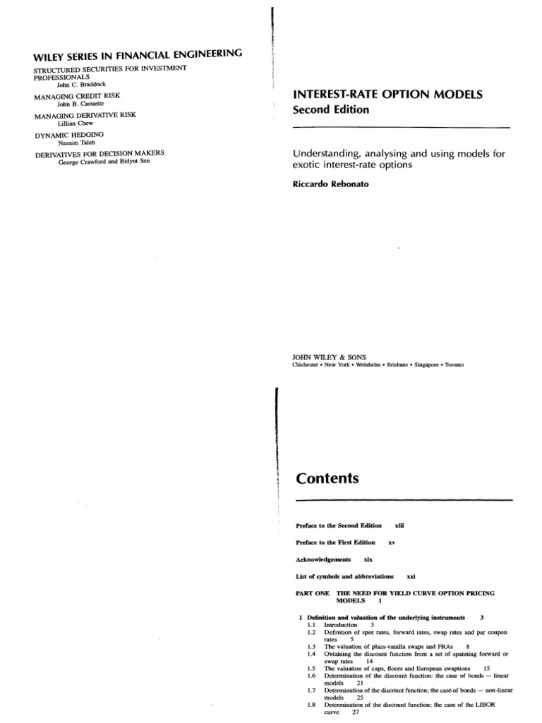 Interest Rate Option Models Riccardo Rebonato | PDF