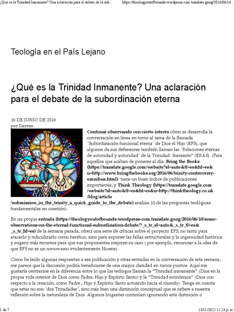 ¿Qué Es La Trinidad Inmanente Una Aclaración para El Debate de La ...