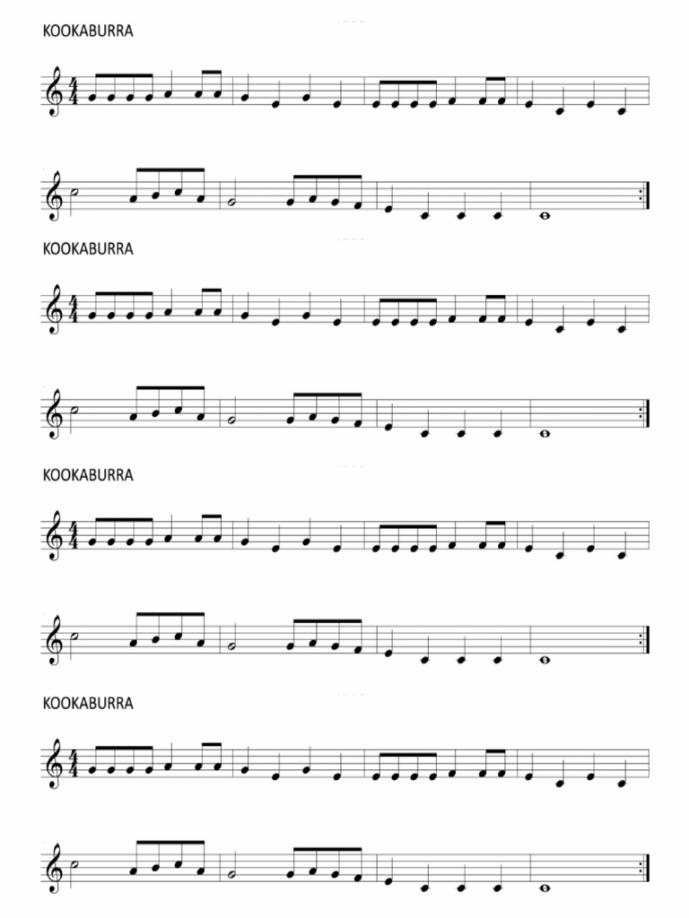 Canone KOOKABURRA (DO Basso) | PDF