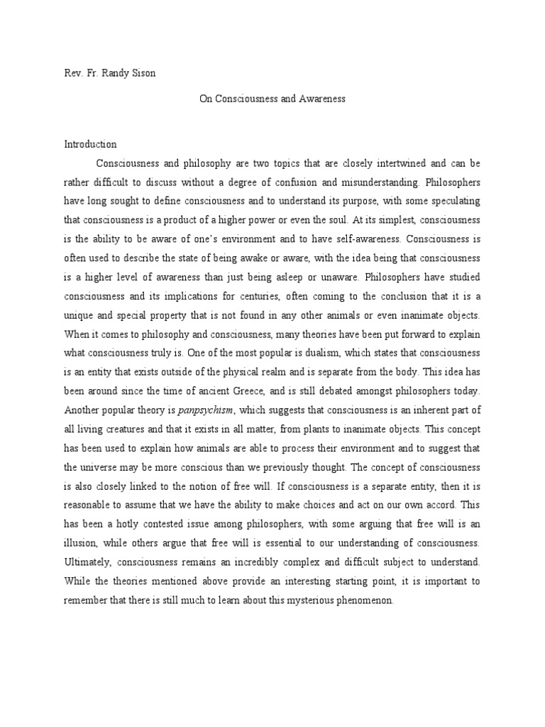 Consciousness as a Psychological Construct | PDF | Consciousness ...