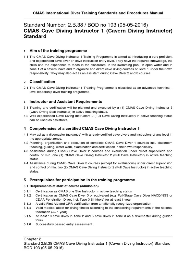 004158-1-2.B.38.CMAS - CaveDivingInstructor 1 en | PDF | Scuba Diving ...