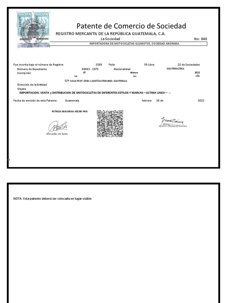 Patente de Comercio | PDF