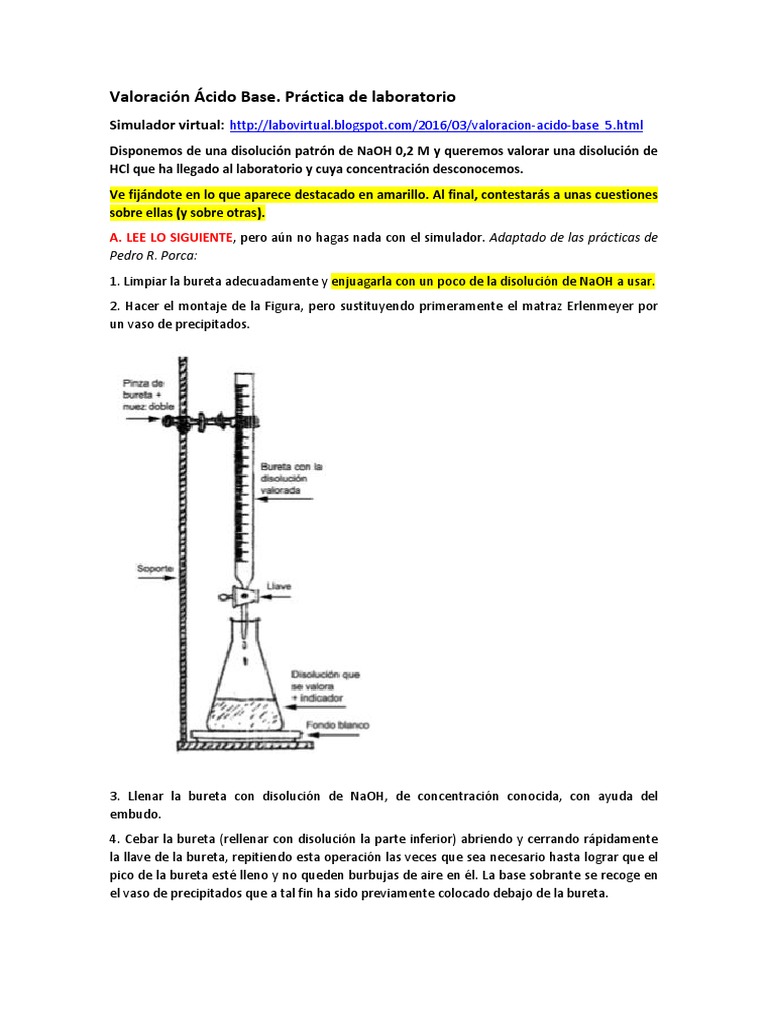 Valoración Ácido-Base con NaOH y HCl | PDF | Cocina, comidas y vino ...
