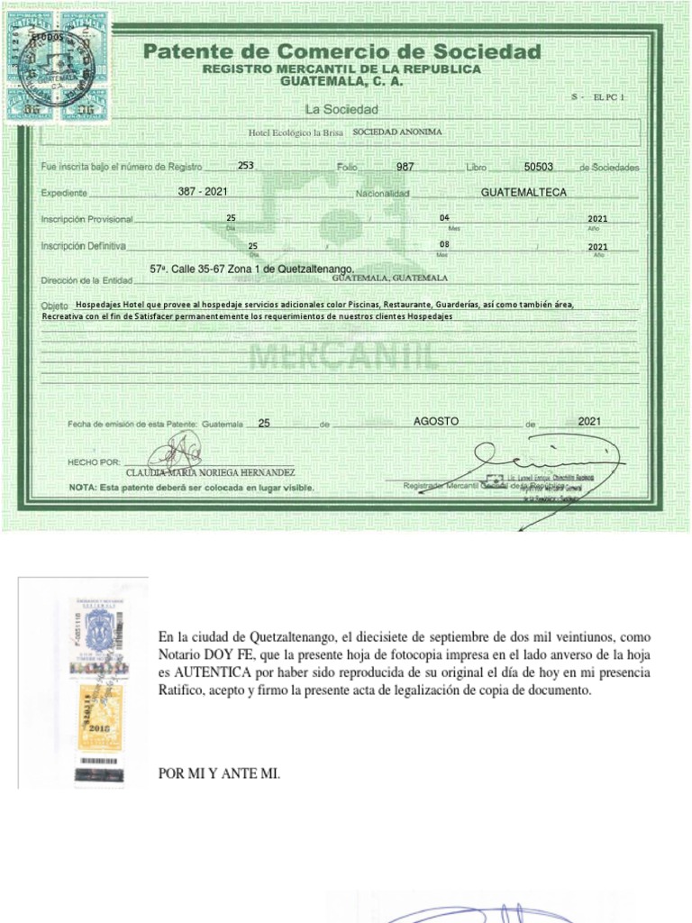 Patente de Comercio | PDF | Industria de la hospitalidad | Hotel