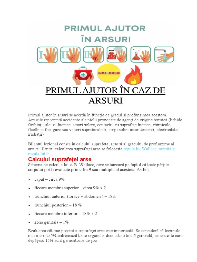 Primul Ajutor În Caz de Arsuri | PDF