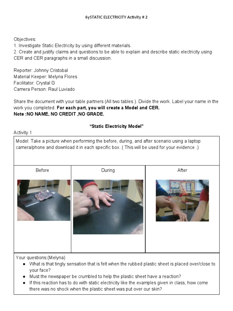 Static Electricity Experiments | PDF