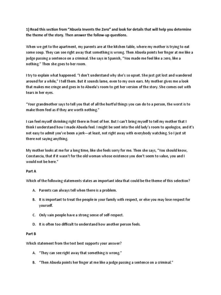 Abuela Invents The Zero Questions | PDF