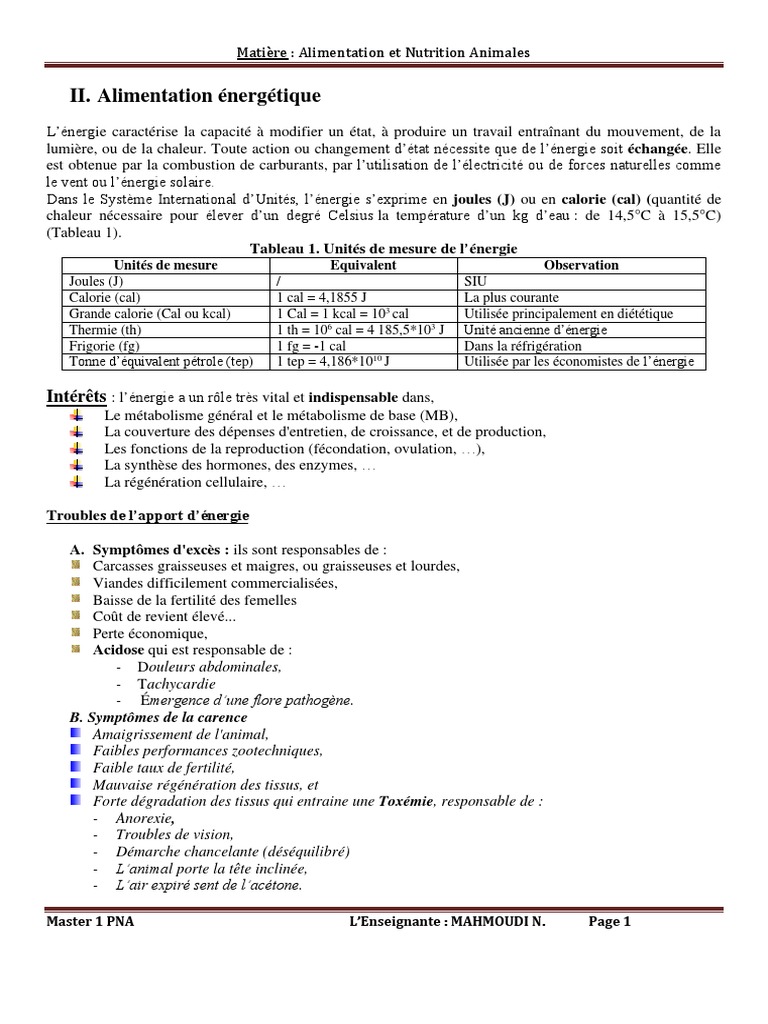 Alimentation et Nutrition Animales PDF | PDF | Enthalpie | Entropie
