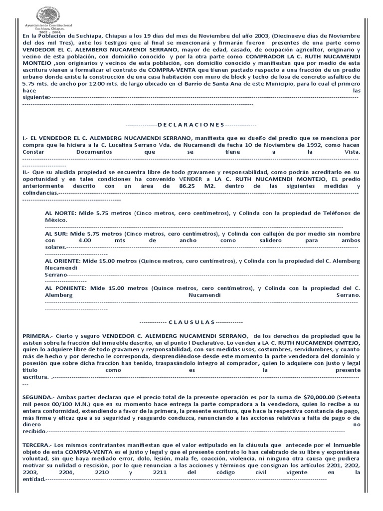 Escritura de Casa | PDF | Ley de obligaciones | Ley común