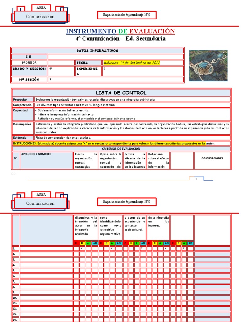 4° Instrumento de Evaluación-Sesión3-Sem.2-Exp.6-Com | PDF