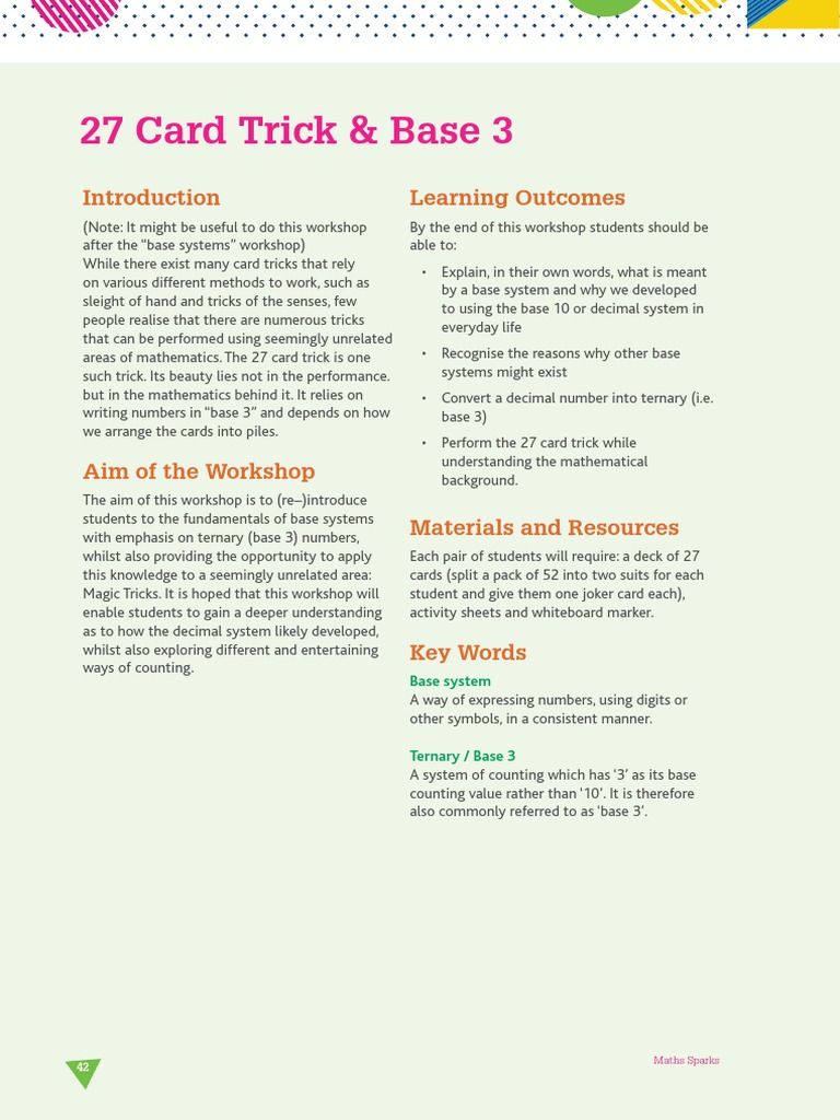 27 Card Trick and Base 3 | PDF | Decimal | Numbers