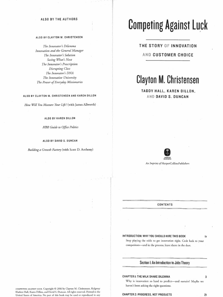 Competing Against Luck - Section I - Clayton Christensen | PDF