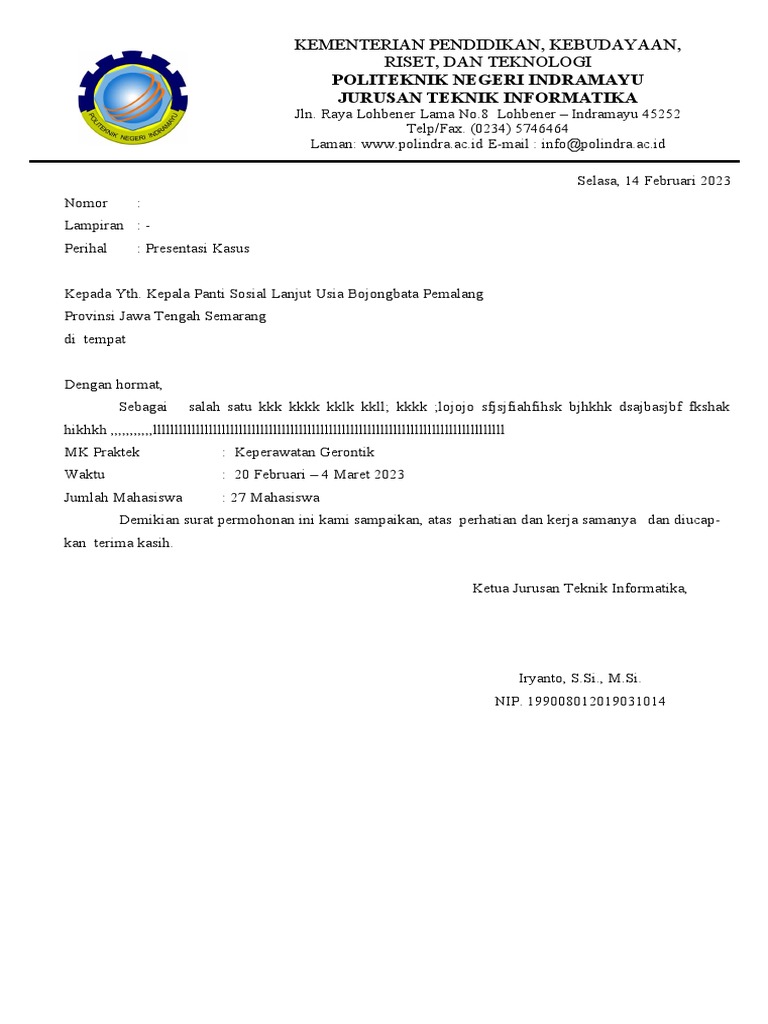 Surat Undangan Presentasi Kasus | PDF
