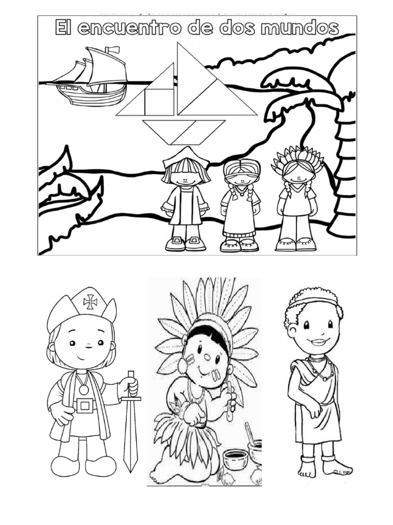 Ficha para Colorear Encuentro de Culturas | PDF