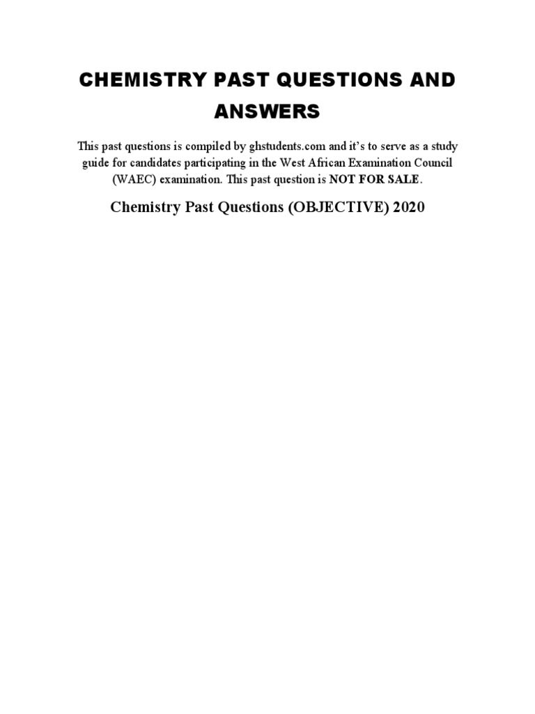 Chemistry Past Questions and Answers | PDF | Science & Mathematics ...