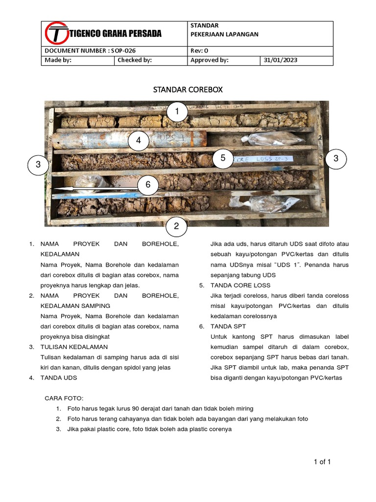 Standar Penandaan Corebox Tanah | PDF