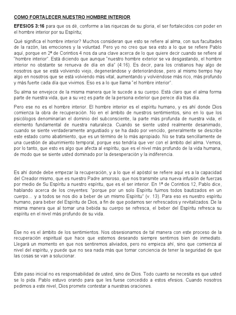Como Fortalecer Nuestro Hombre Interior | PDF | Oración | Cristo (título)