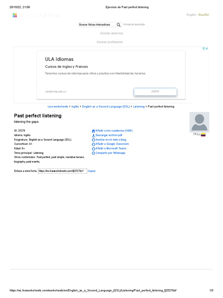 Ejercicio de Past Perfect Listening | PDF | Software