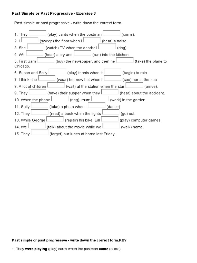 Past Simple or Past ProgressiveTEST | PDF