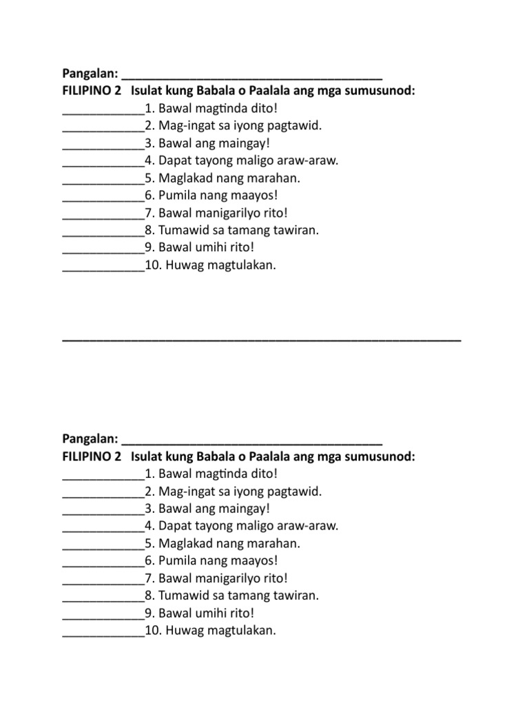 Babala o Paalala FILIPINO | PDF