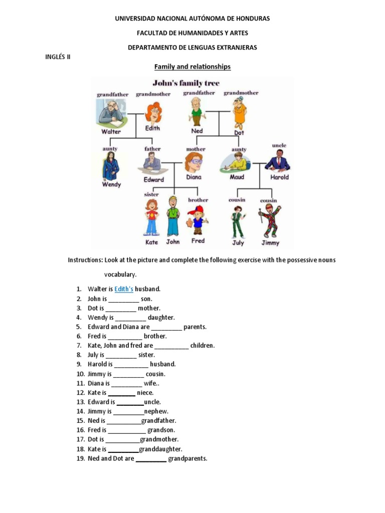 Family and Relationships Worksheet | PDF | Language Arts & Discipline