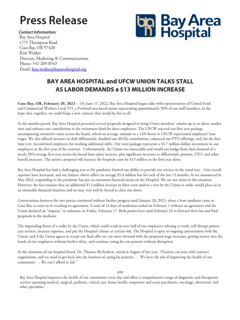 BAH Press Release (Feb. 20, 2023) | PDF | Patient | Employment