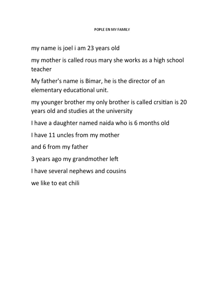 People in My Family | PDF